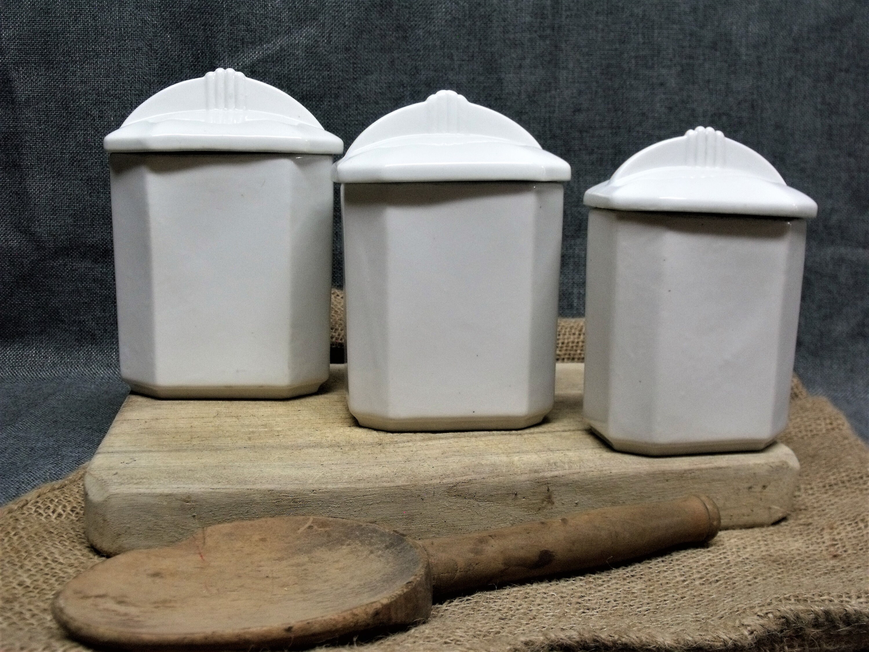 Antique French Art Deco Kitchen Canister Set