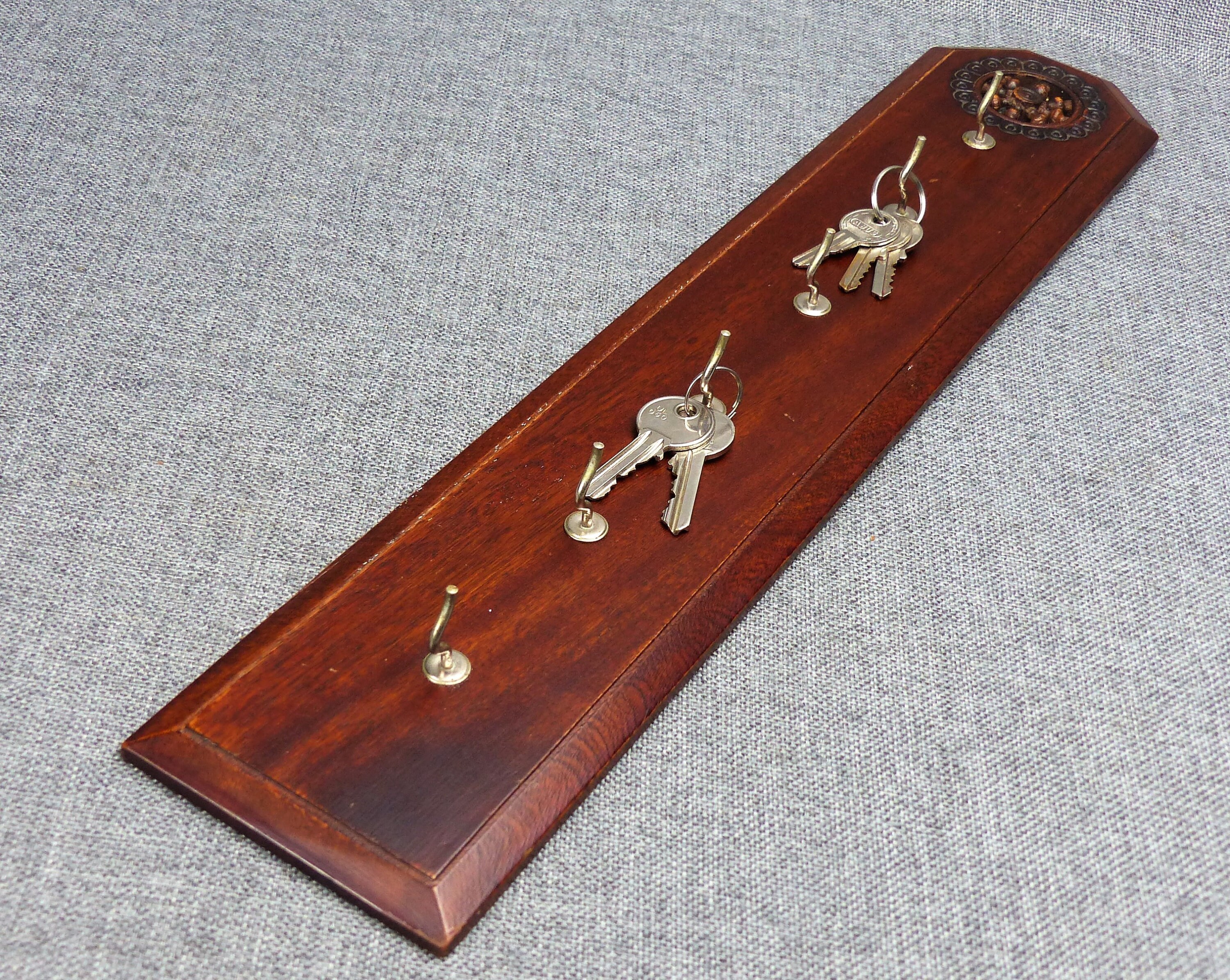 Vintage French Farmhouse Wooden Key Holder