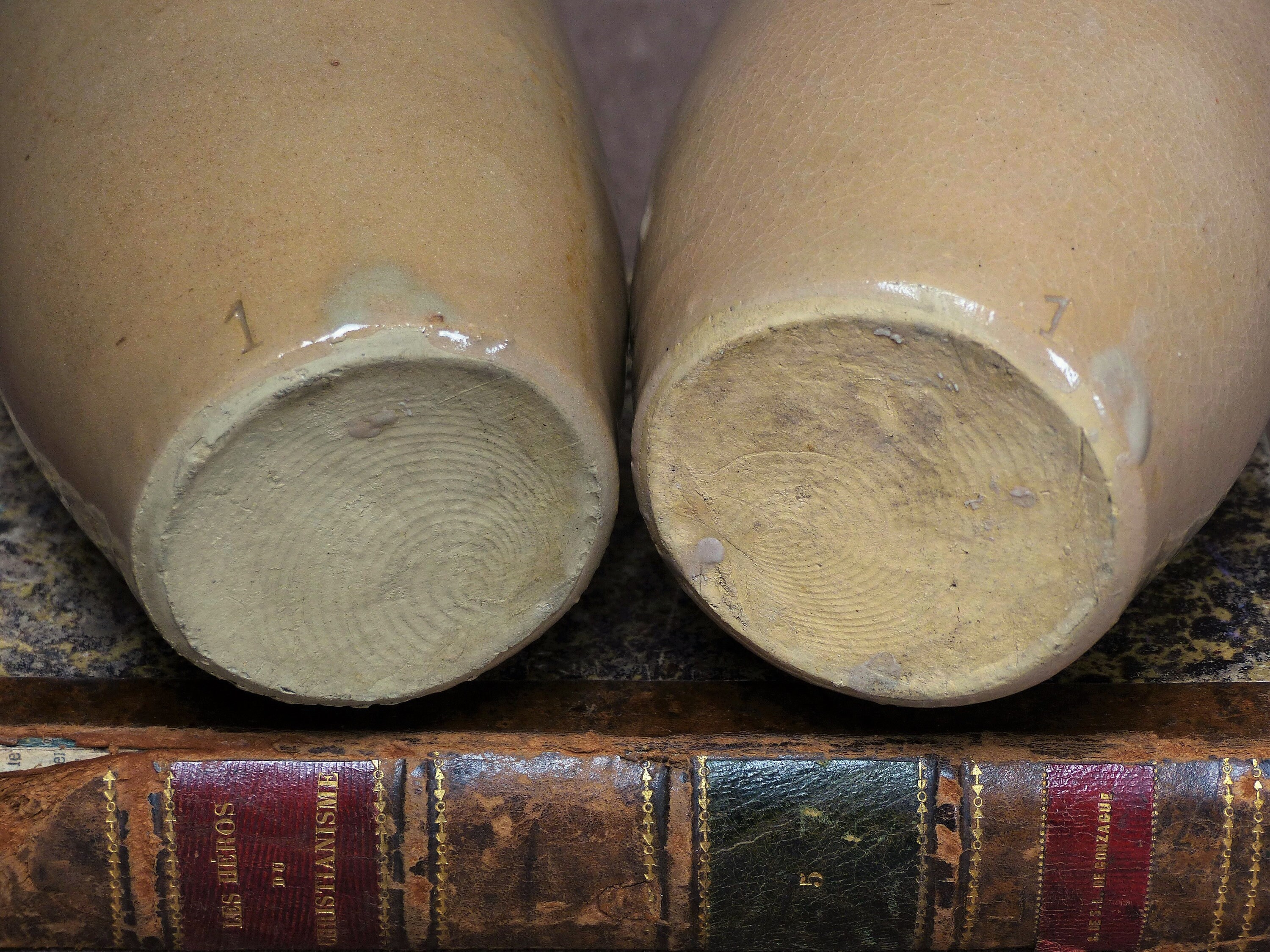Pair of Vintage French Stoneware Flagons