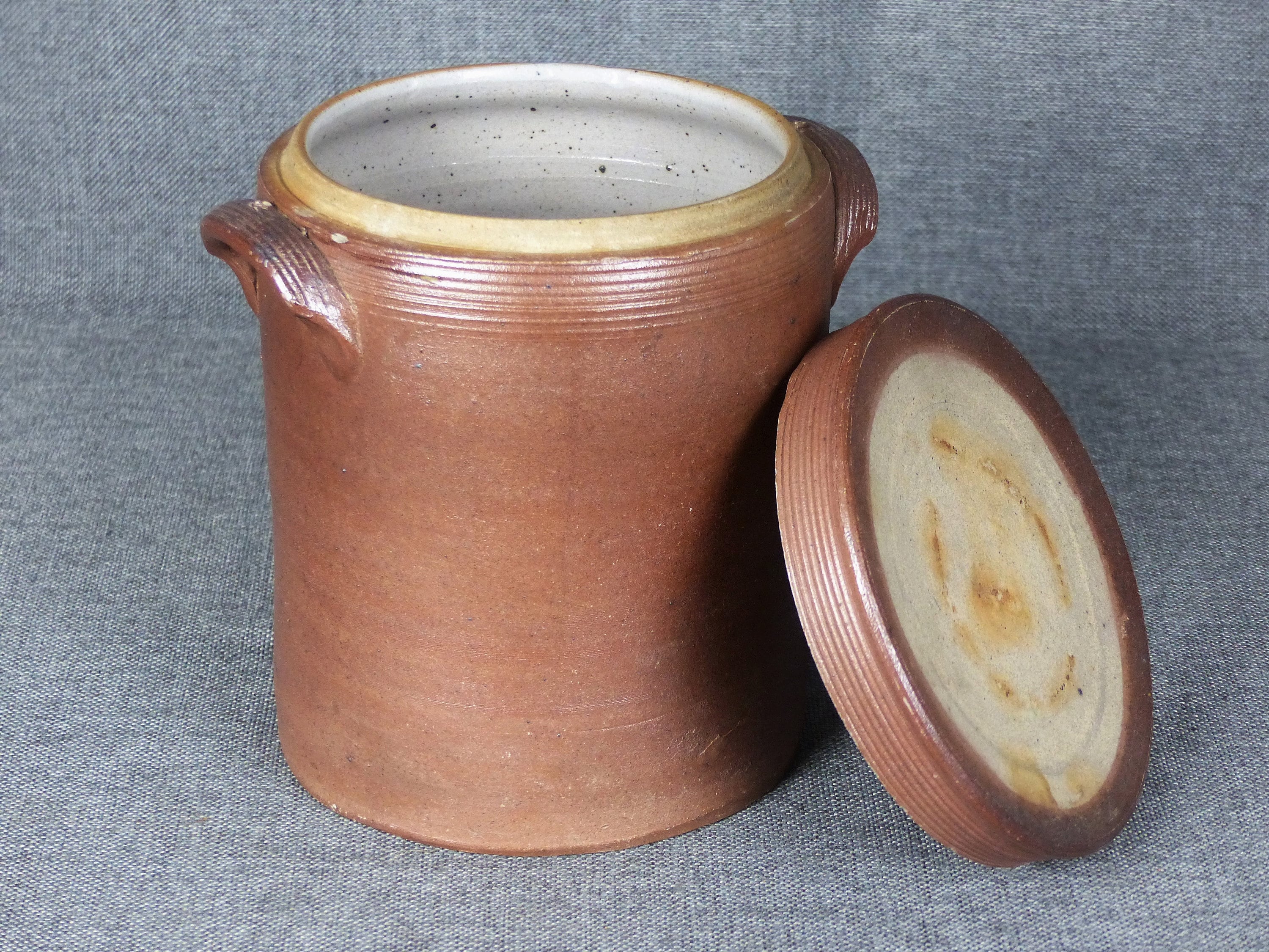 Antique French Stoneware Crock with Lid