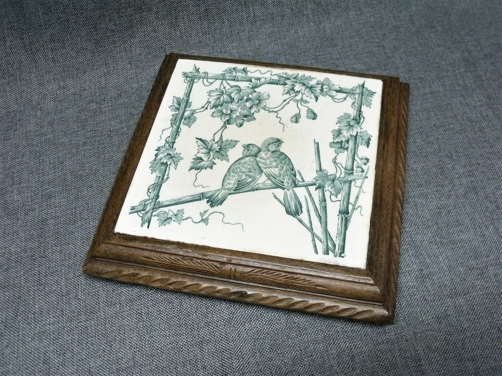 Antique French Large Ceramic Tile Trivet