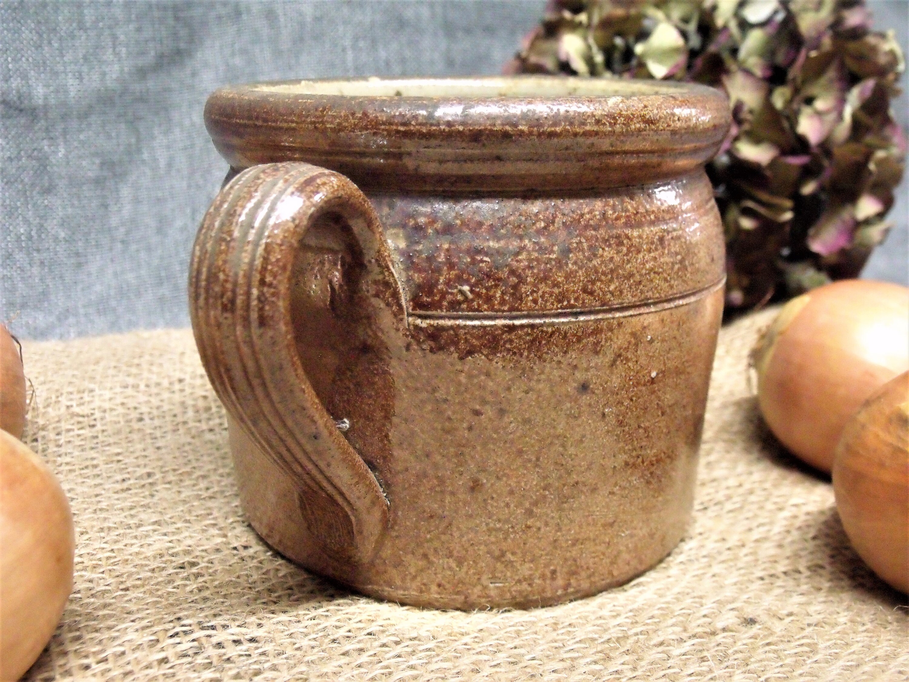 Antique French Stoneware Confit Pot