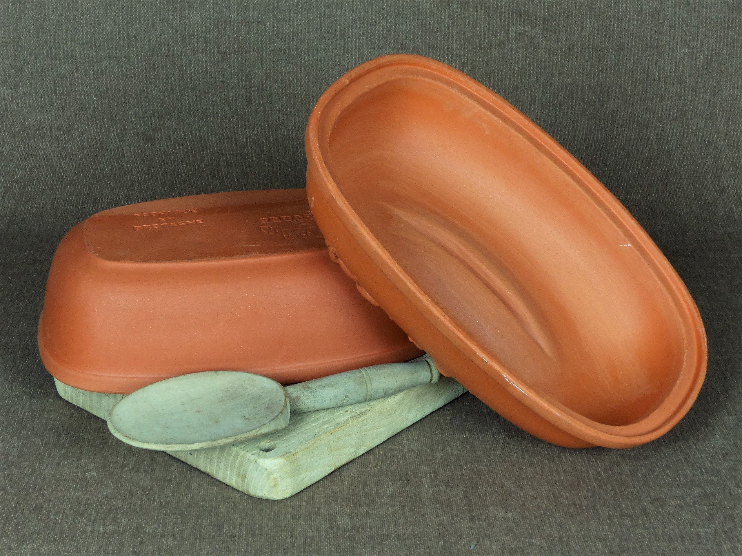 Vintage French Clay Roaster Dutch Oven