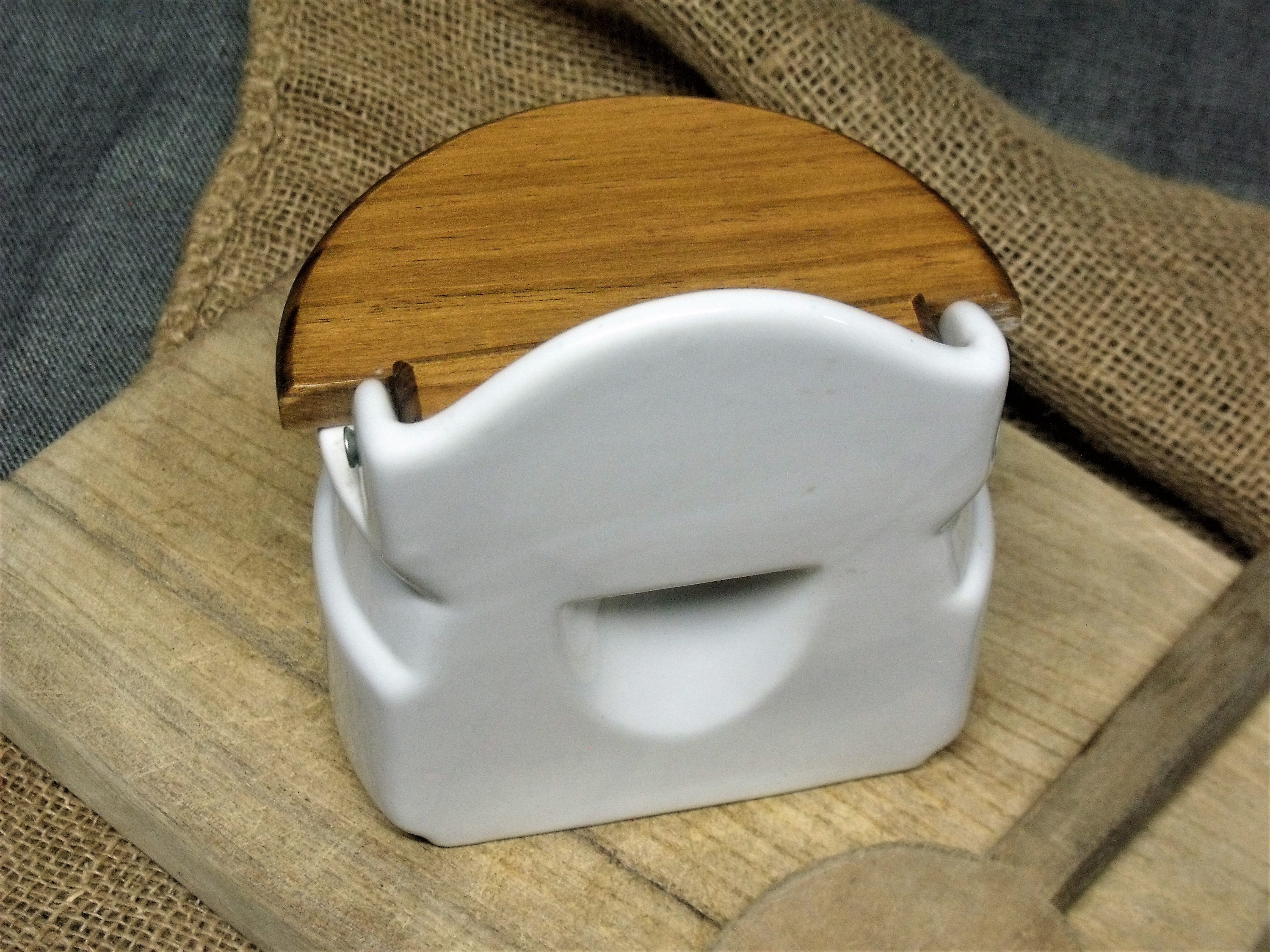 Vintage Ceramic Folk Art Salt Box