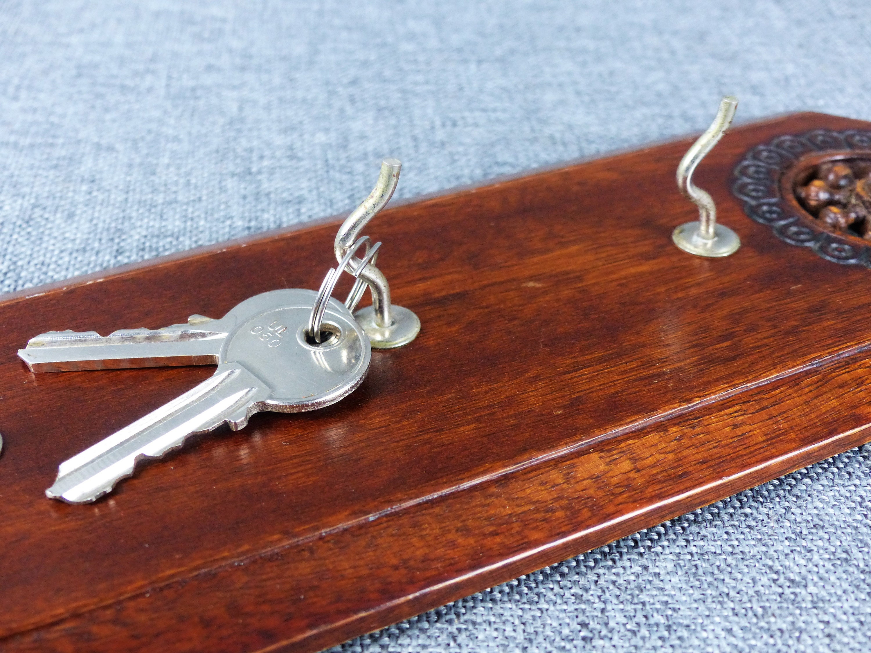 Vintage French Farmhouse Wooden Key Holder