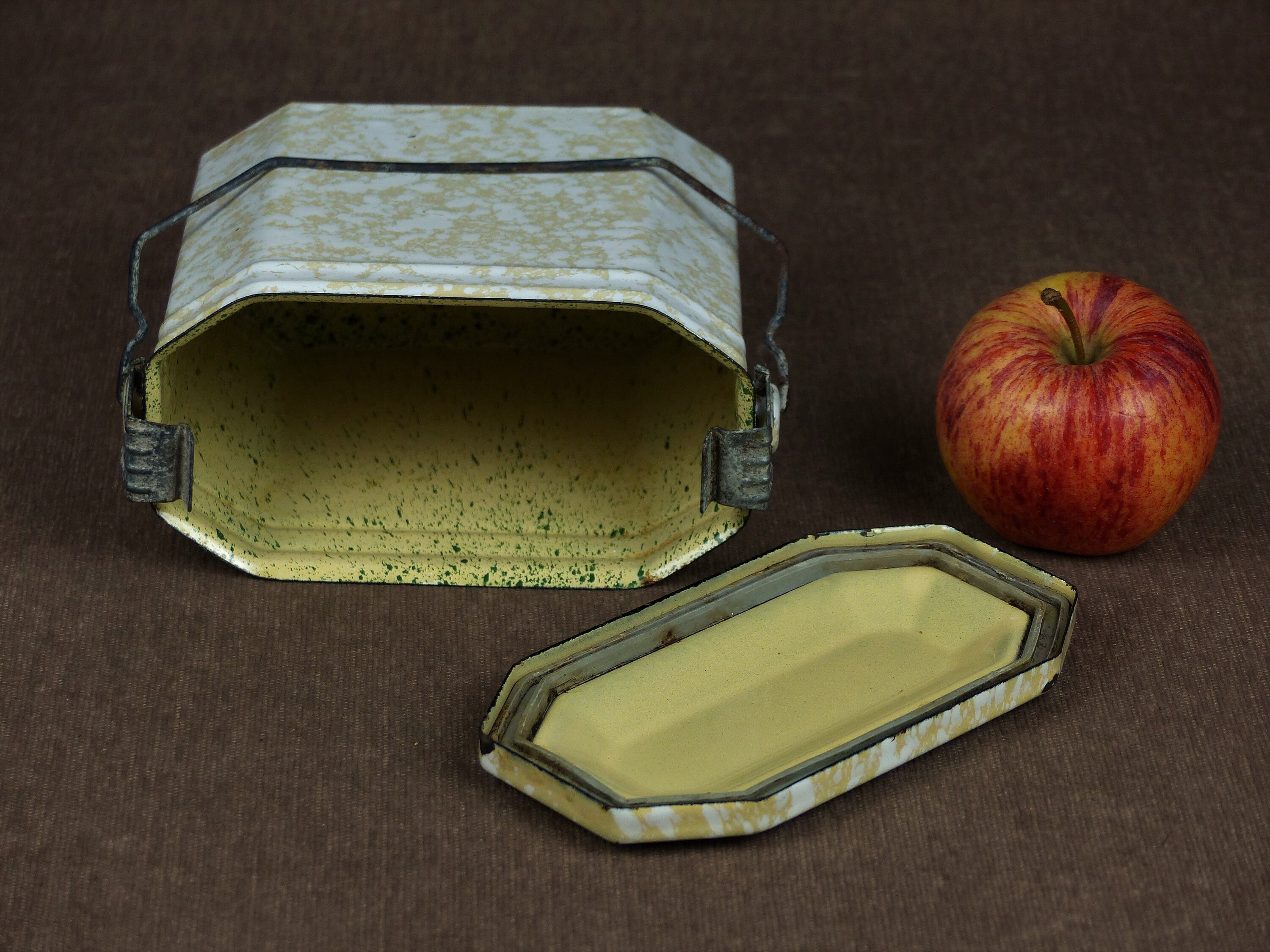 Vintage French Enamel Workman's Lunch Box