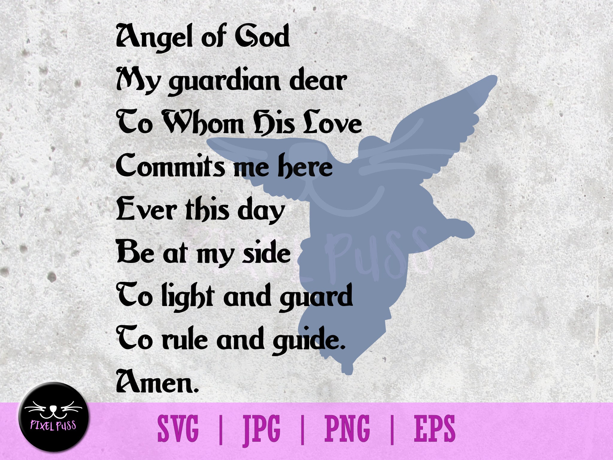Guardian Angel Prayer SVG Christian Inspirational Wall Decal Text ...
