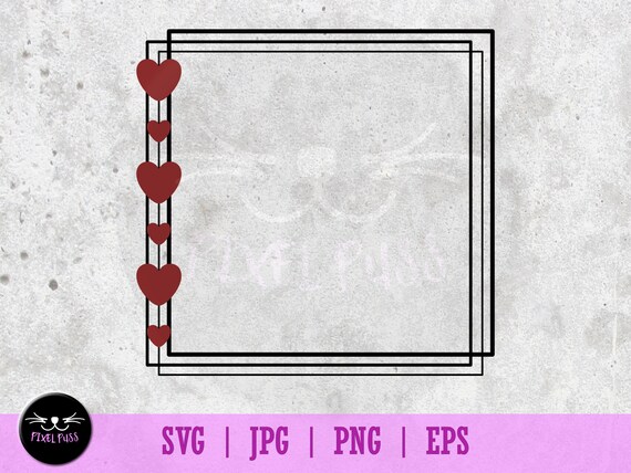 Square Rectangle Hearts Frame Border Valentine's Day SVG | Etsy