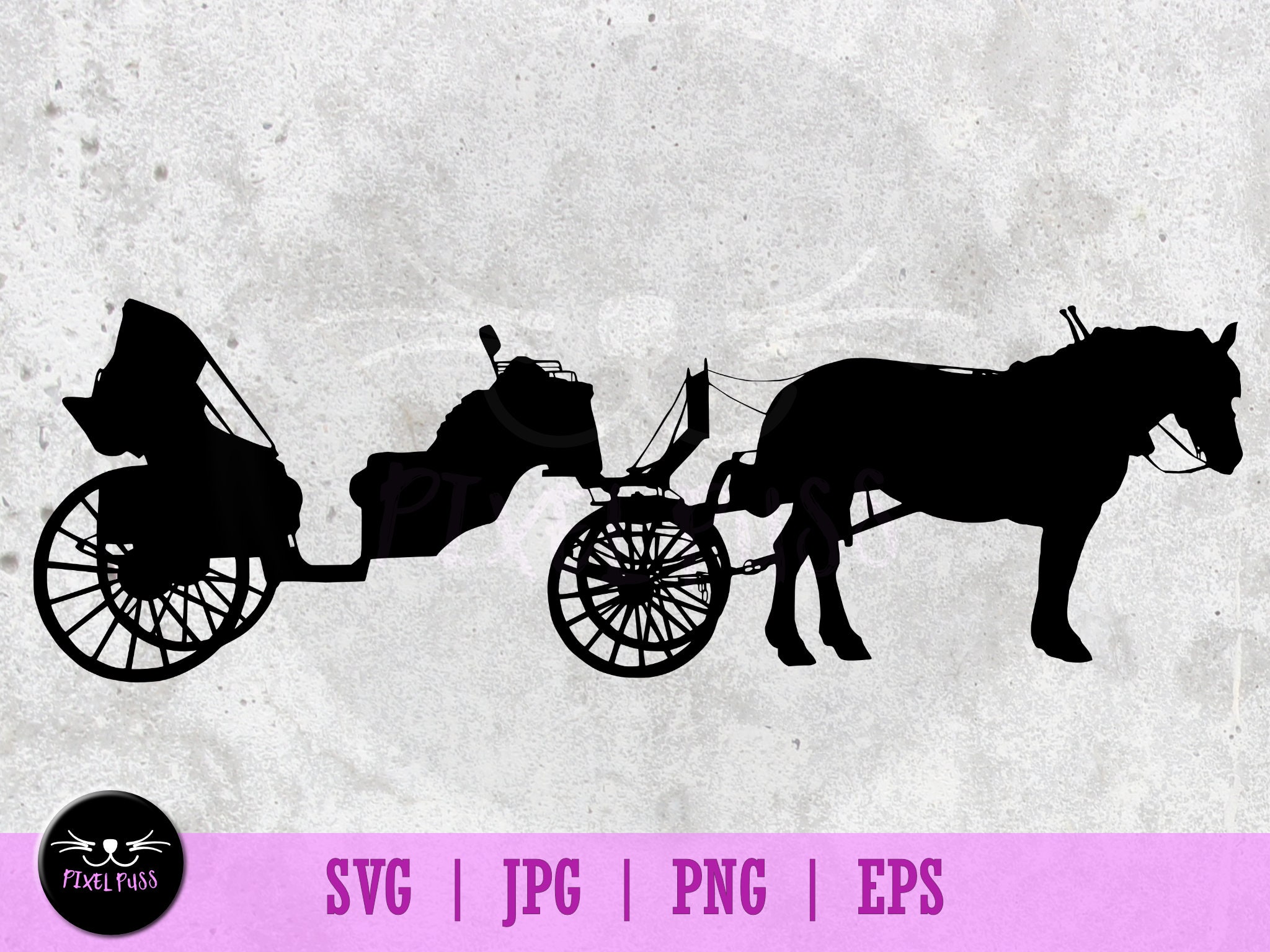 Horse Drawn Carriage Silhouette SVG Vector Illustration With PNG, EPS ...