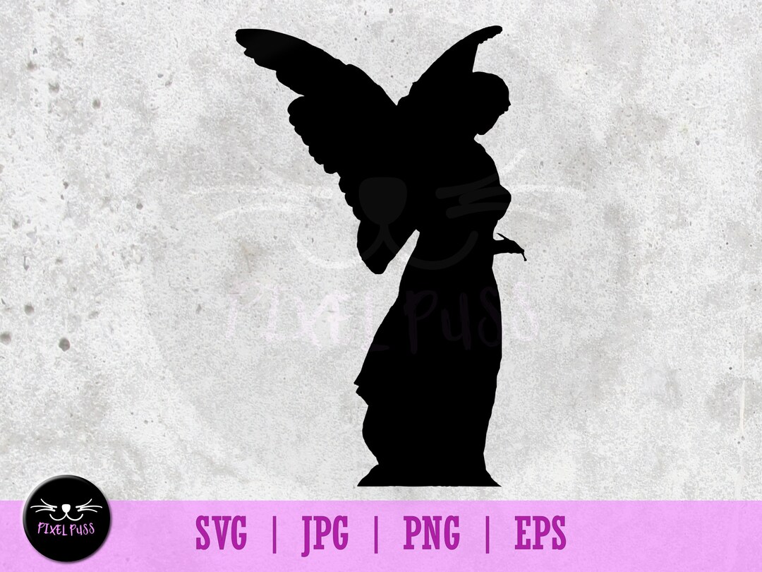 Angel SVG Christian Wall Decal Statue Silhouette Religious Wall Decal ...