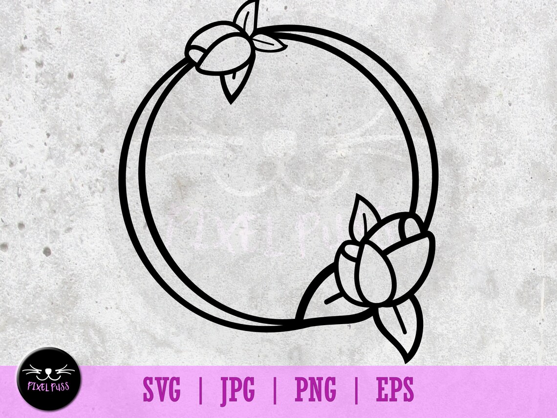 Simple Rose SVG, Rose Frame Svg, Circle Border Design, Circle Floral ...