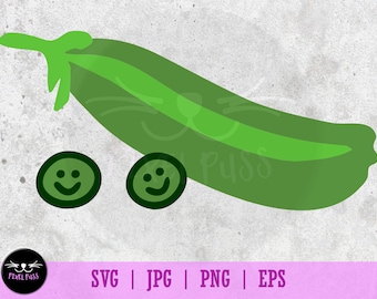 Cute Two Peas in a Pod Cartoon Line Art SVG Vector | Etsy