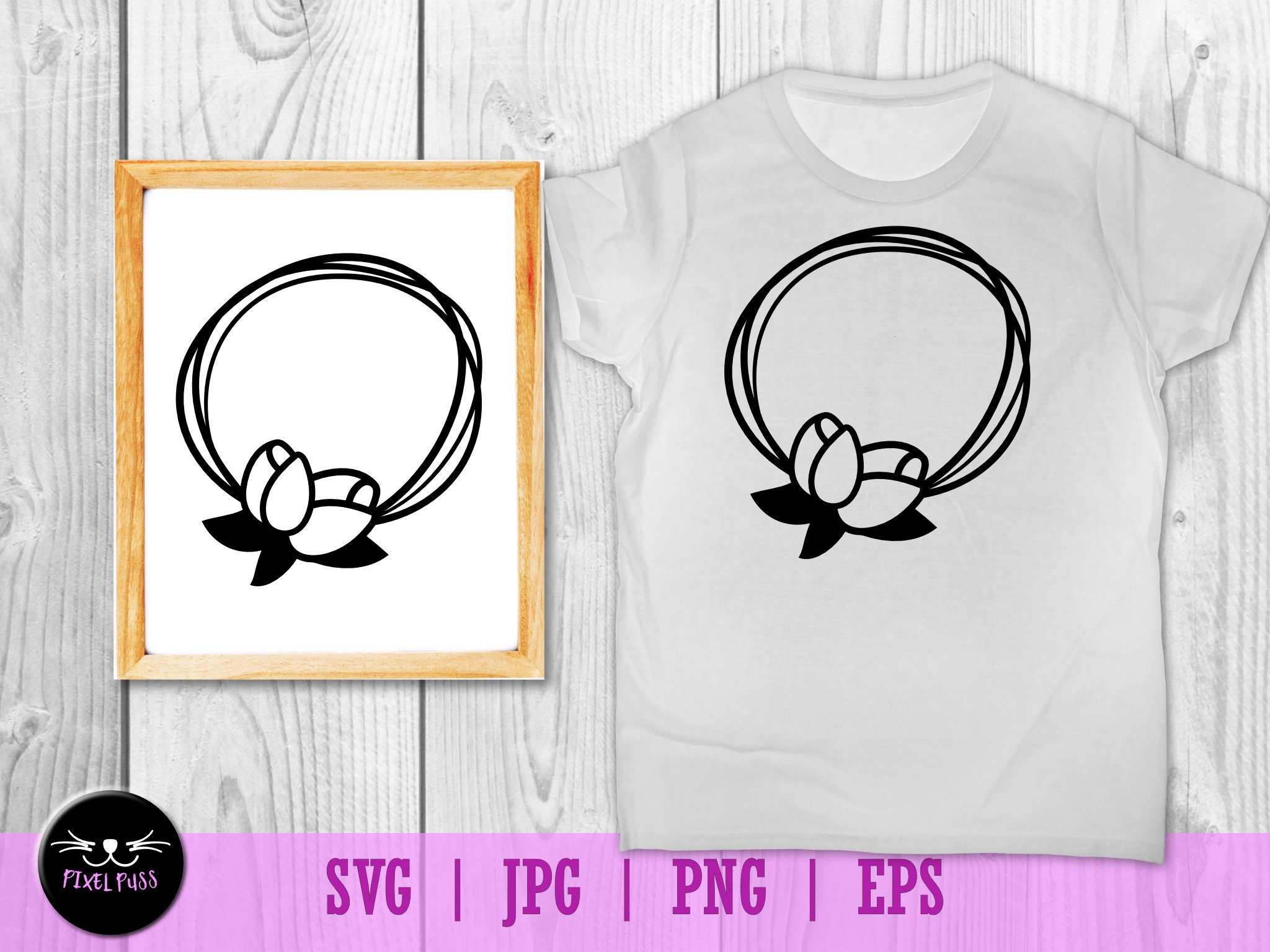 Minimal Design SVG, Simple Wreath Svg, Rose Frame Svg, Circle Border ...