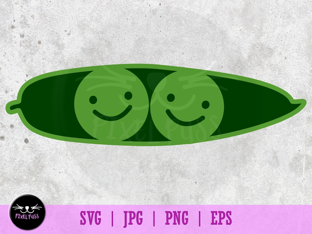 Cute Two Peas in a Pod Cartoon Line Art SVG Vector Illustration PNG ...