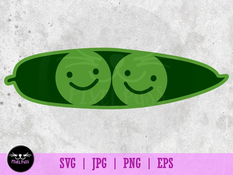 Cute Two Peas in a Pod Cartoon Line Art SVG Vector Illustration PNG ...