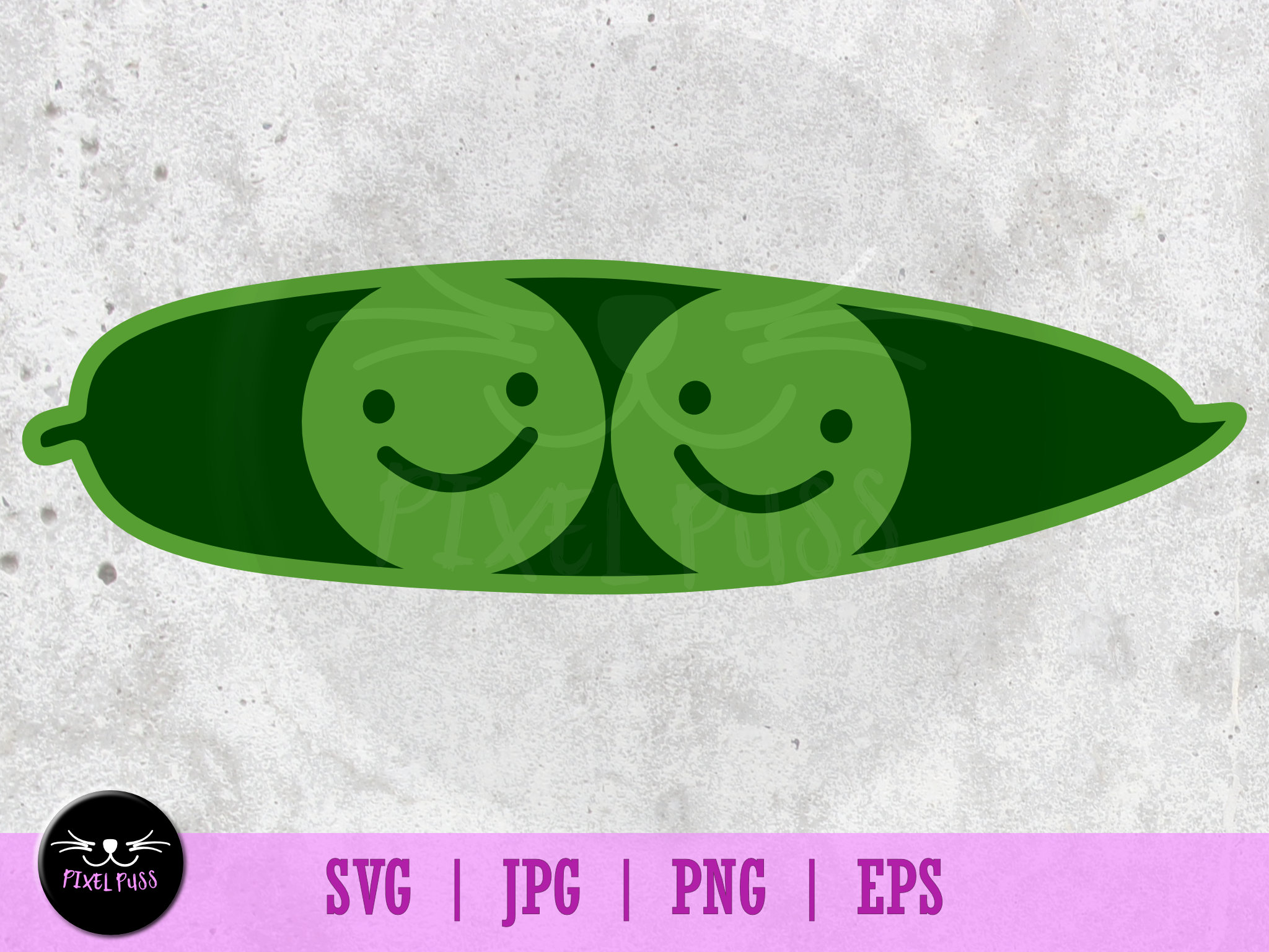 Cute Two Peas in a Pod Cartoon Line Art SVG Vector Illustration PNG ...