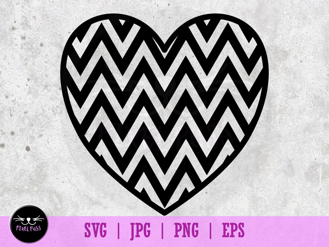 Valentine's Day Chevron Pattern Heart SVG Vector Illustration With PNG ...
