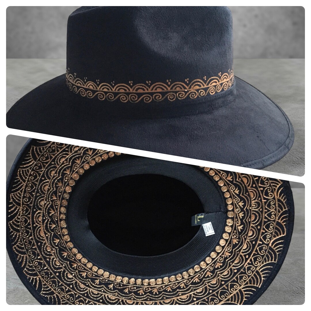 Handmade Mexican Mexican Sombrero Hat - Hand Painted Faux Suede ...