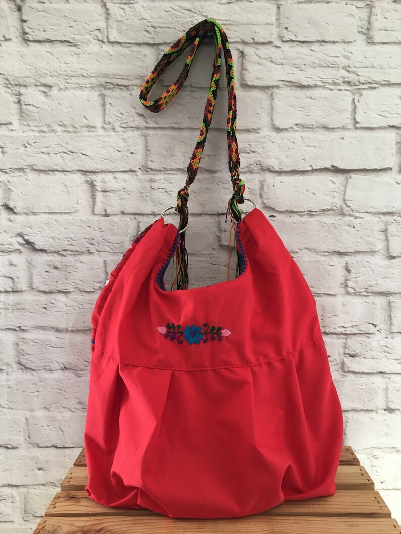 Handmade Floral Embroidered Mexican Satchel or Morral Bag - Etsy