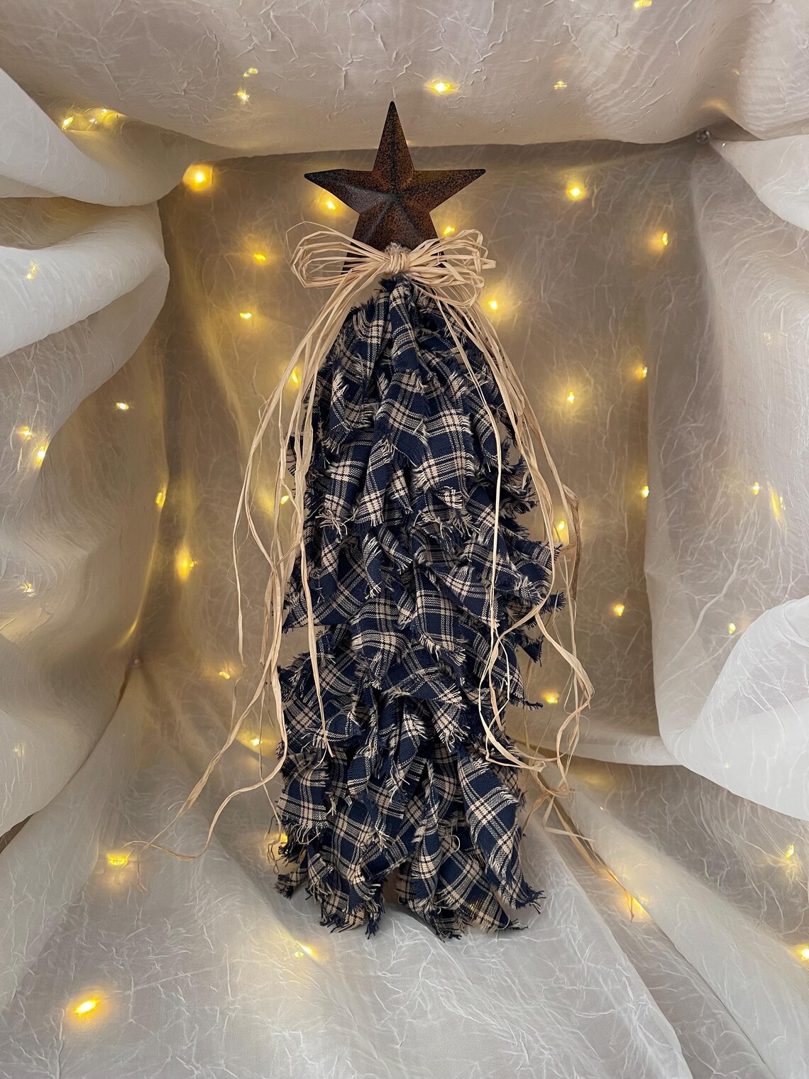 Blue Plaid Fabric Rag Tree - Etsy