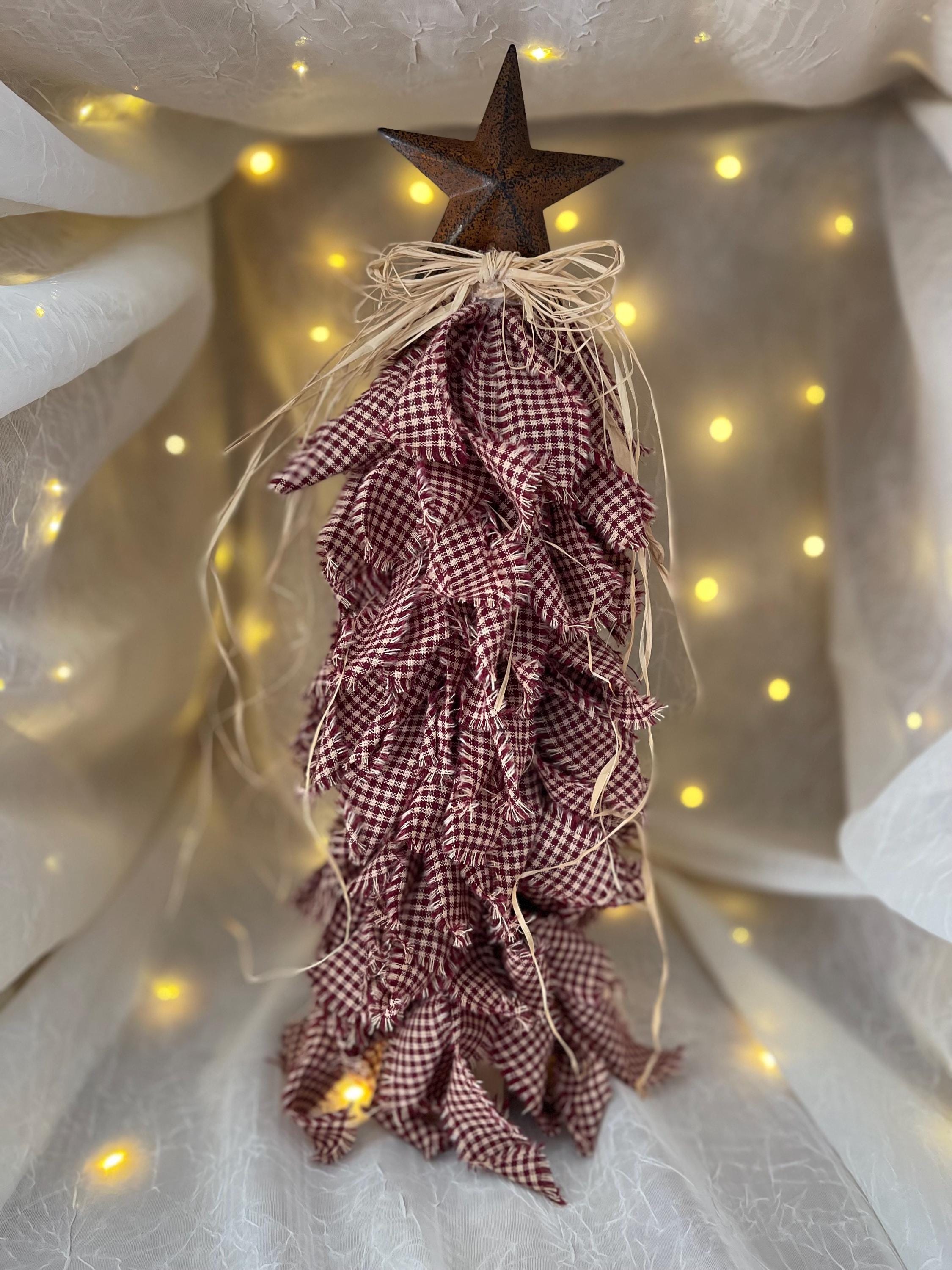 Burgundy Homespun Fabric Rag Tree - Etsy