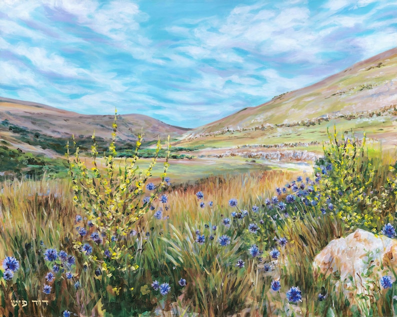 Original Painting of Israel Nature Landscape, Wall Art Acrylic Drawing ...