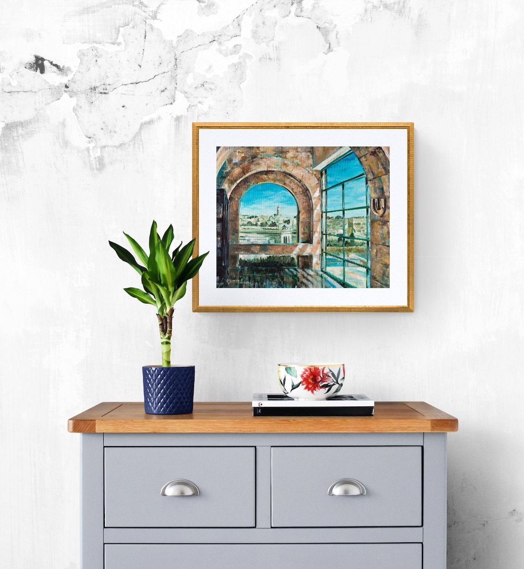 A View of Jerusalem, Original Painting, Print on Fine Art Paper, Israel ...