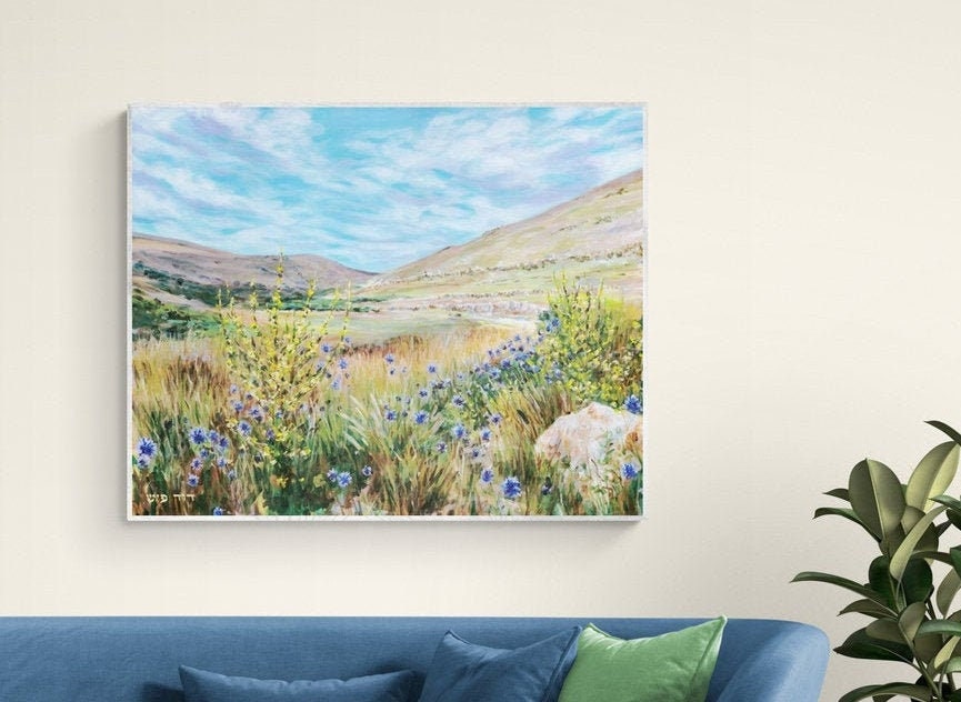Original Painting of Israel Nature Landscape, Wall Art Acrylic Drawing ...