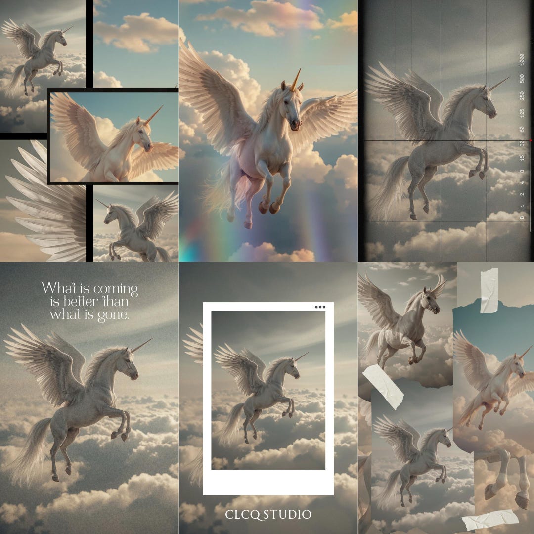 Ethereal Pegasus Unicorn Digital Story Templates + Unique Images ...