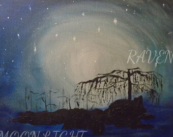 Night tree painting | Etsy