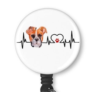 Boxer Dog Heartbeat EKG Heart Line With Tiny Paw in the Heart Badge ...