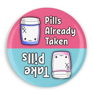 2.25" Pink and Blue Kawaii Pill Bottle Medication Reminder to Take ...