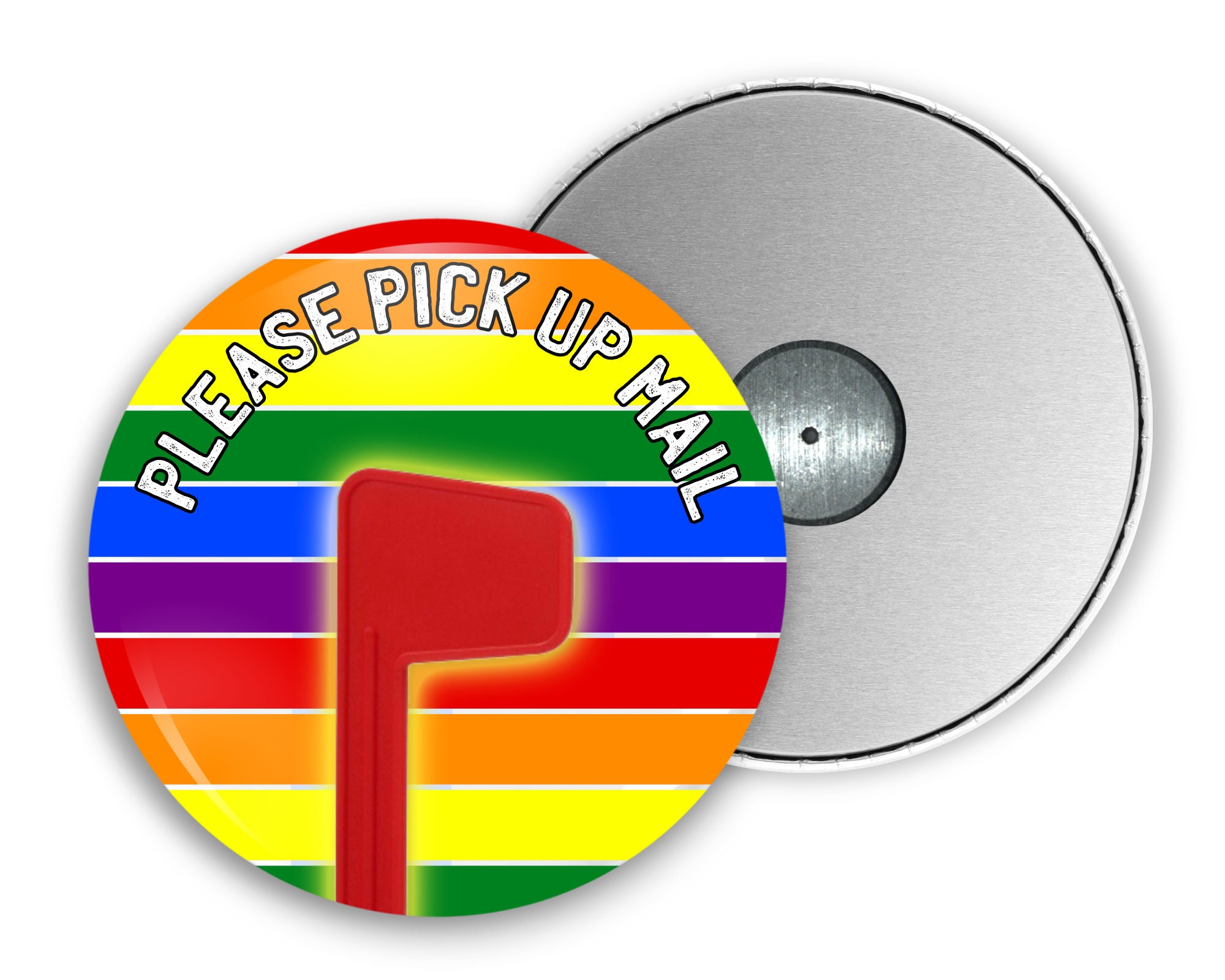 2.25" Red Flag With Rainbow Background Please Pick up Mail Mailbox ...