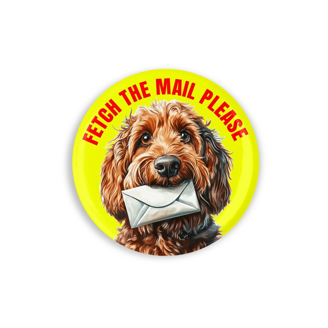 2.25" Goldendoodle Mailbox Magnet – Fetch the Mail Please – Fun ...