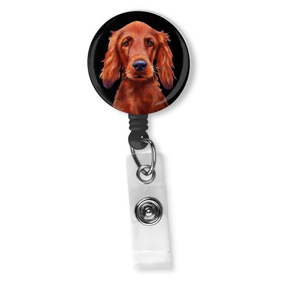 Cute Irish Setter With Black Background Badge Reel ID Holder - Etsy