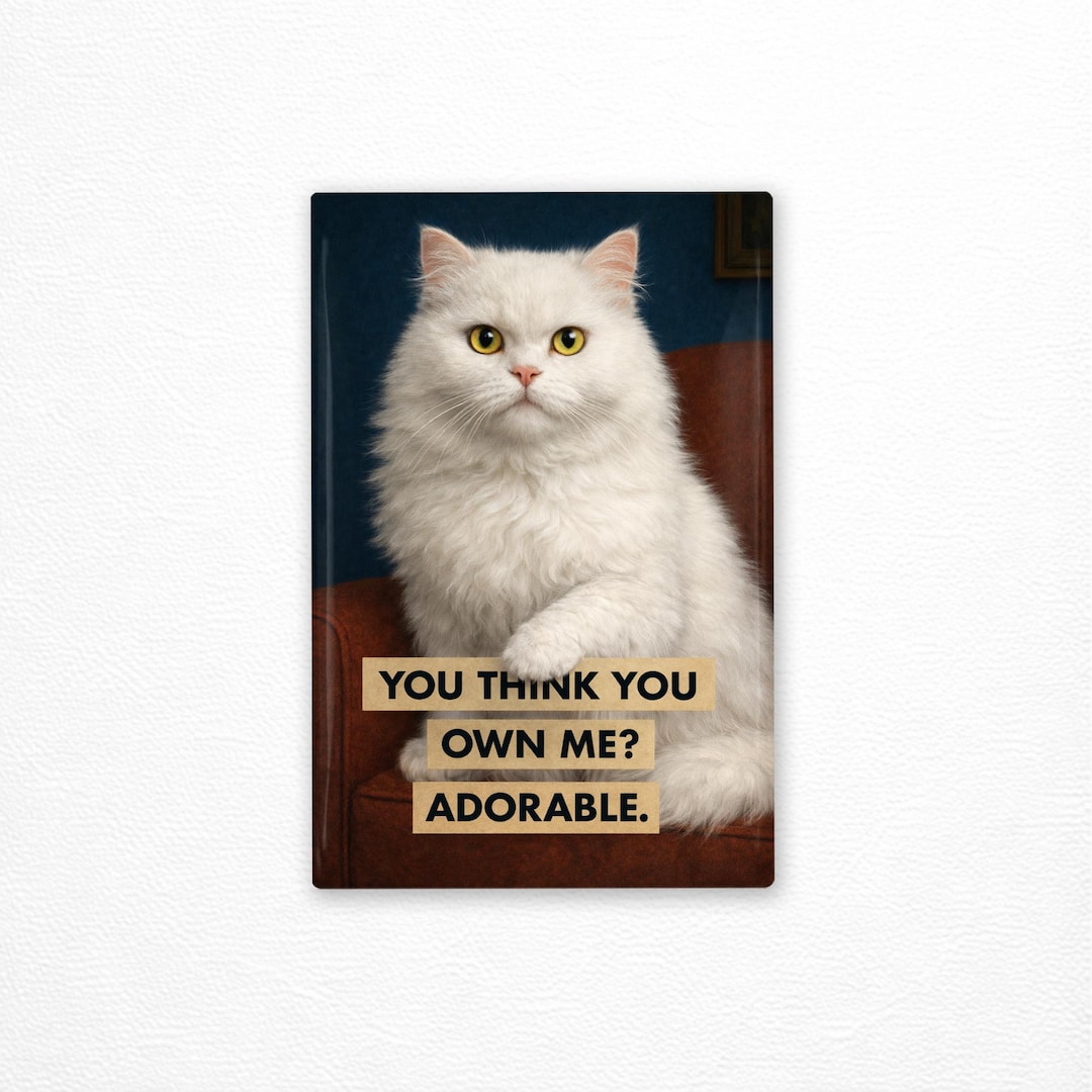 Funny Cat Magnet “you Think You Own Me” White Kitty Sarcastic Quote - Etsy