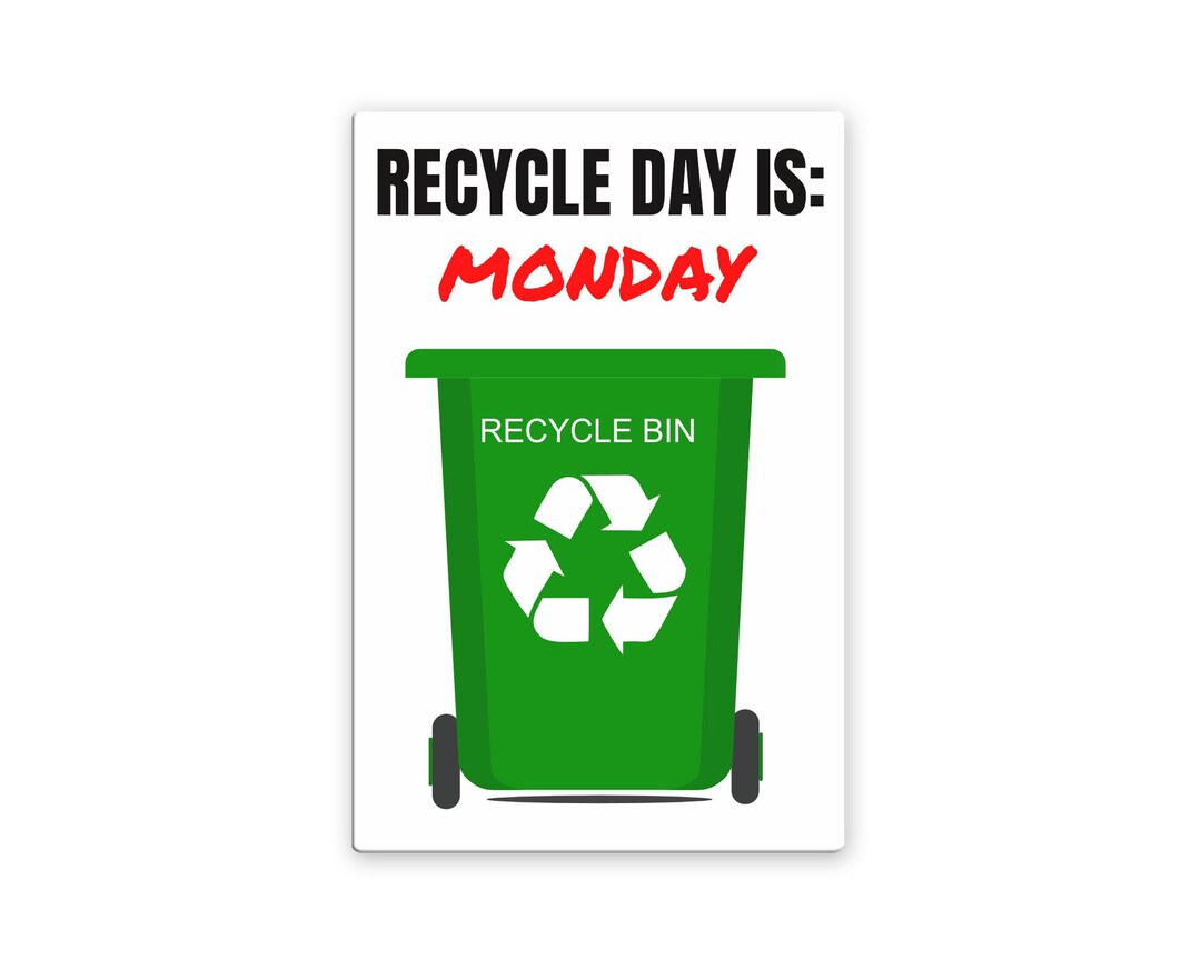 Recycle Day Reminder Magnet: Customizable Bin Color, Tenant/airbnb - Etsy