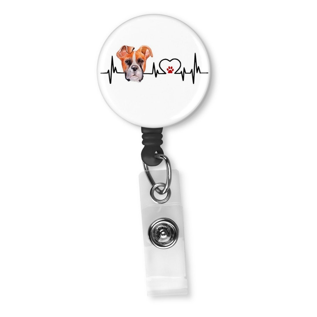 Boxer Dog Heartbeat EKG Heart Line With Tiny Paw in the Heart Badge ...