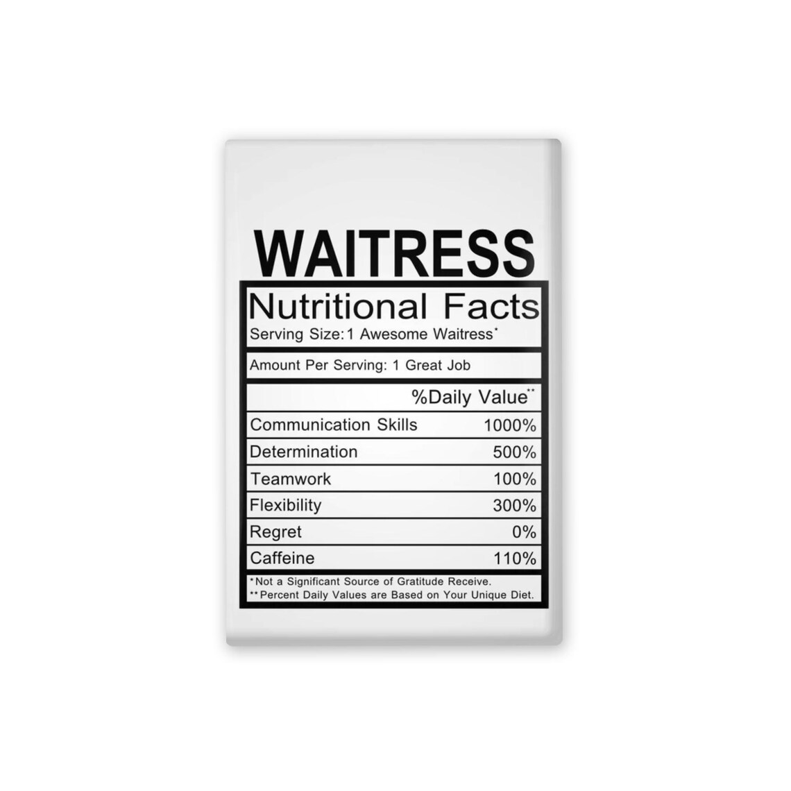Funny Waitress Pin: Nutritional Facts - Server Gift - Etsy