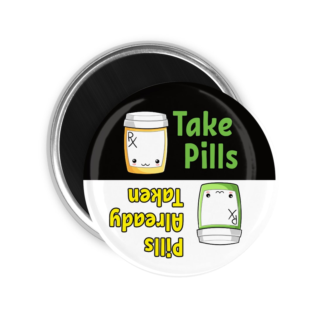 3.5 Green and Yellow Kawaii Pill Bottles Medication Reminder to Take ...