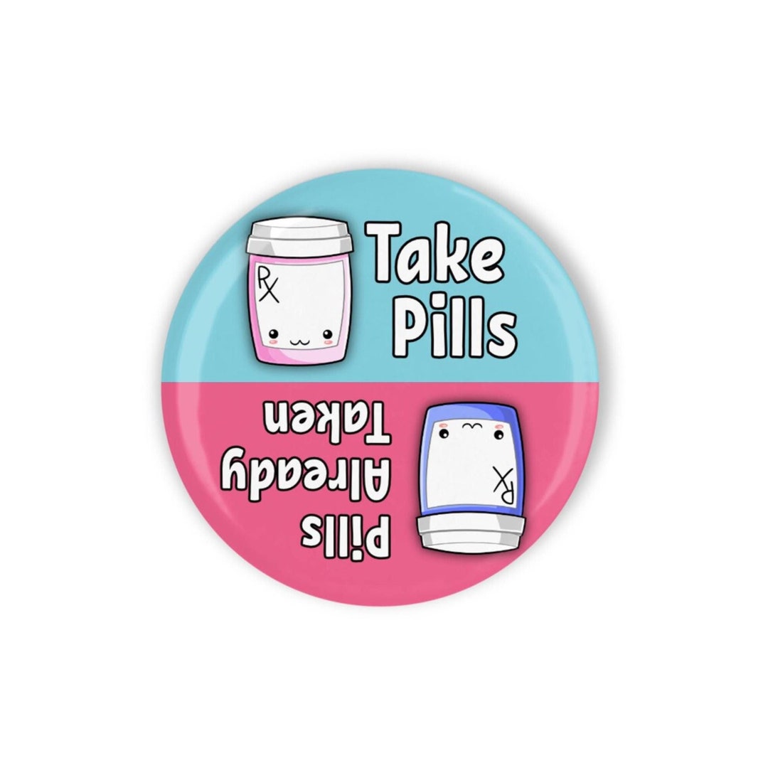 2.25" Pink and Blue Kawaii Pill Bottle Medication Reminder to Take ...