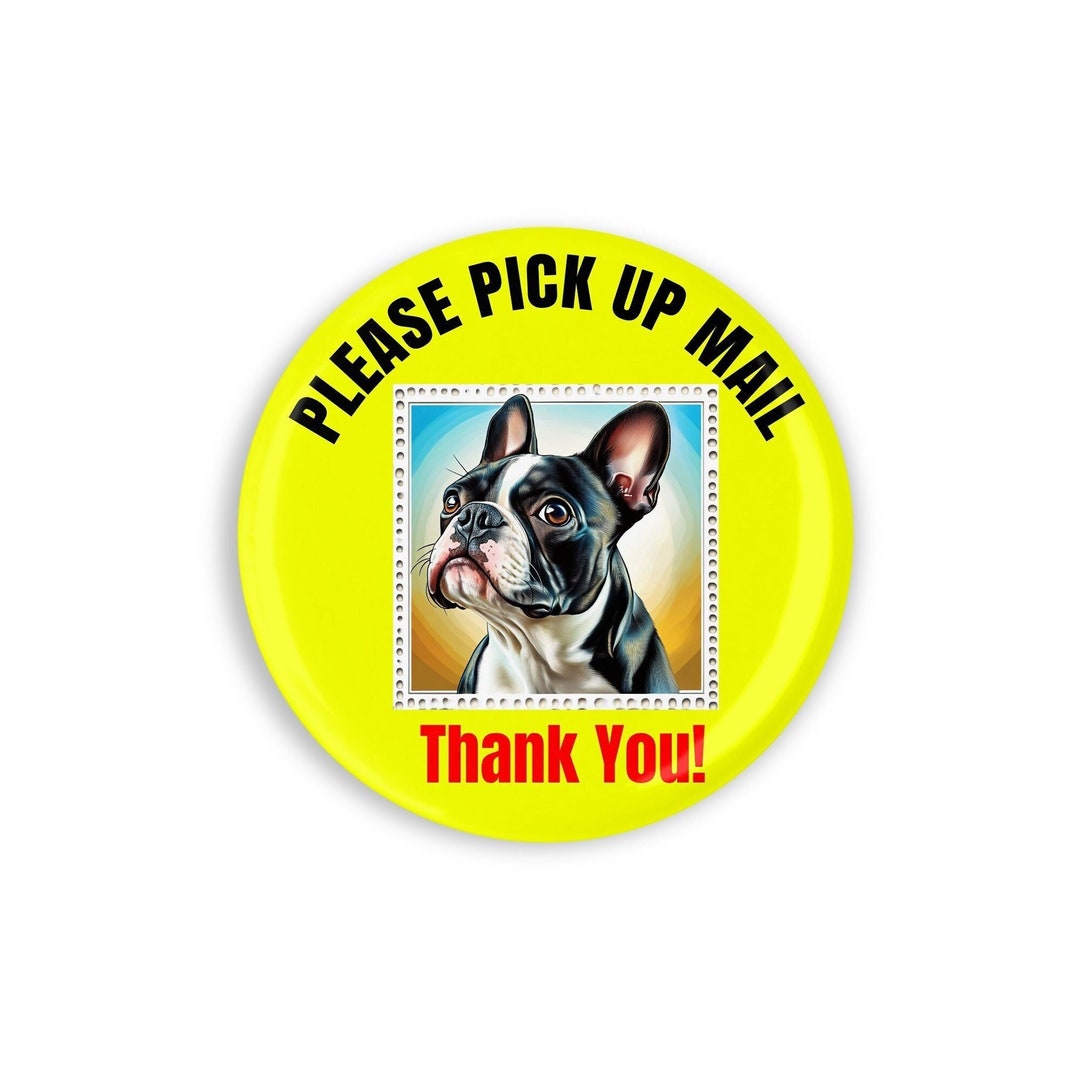 2.25" Please Pick up Mail Cute Boston Terrier Stamp Design Mail Alert ...