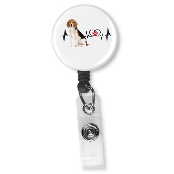 Beagle Heartbeat EKG Heart Line Pick Your Dog Color Badge Reel | Etsy
