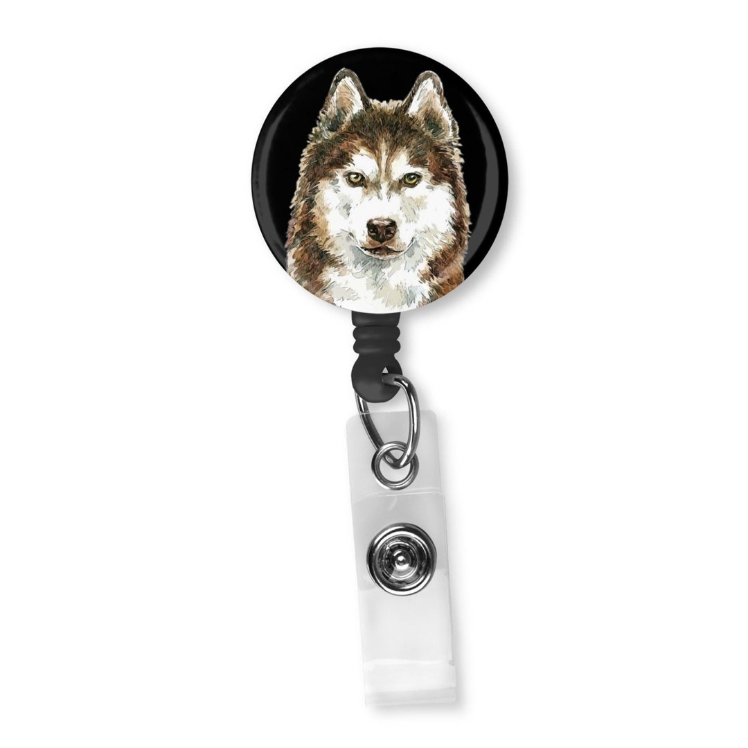 Beautiful Watercolor Siberian Husky Badge Reel ID Holder - Etsy