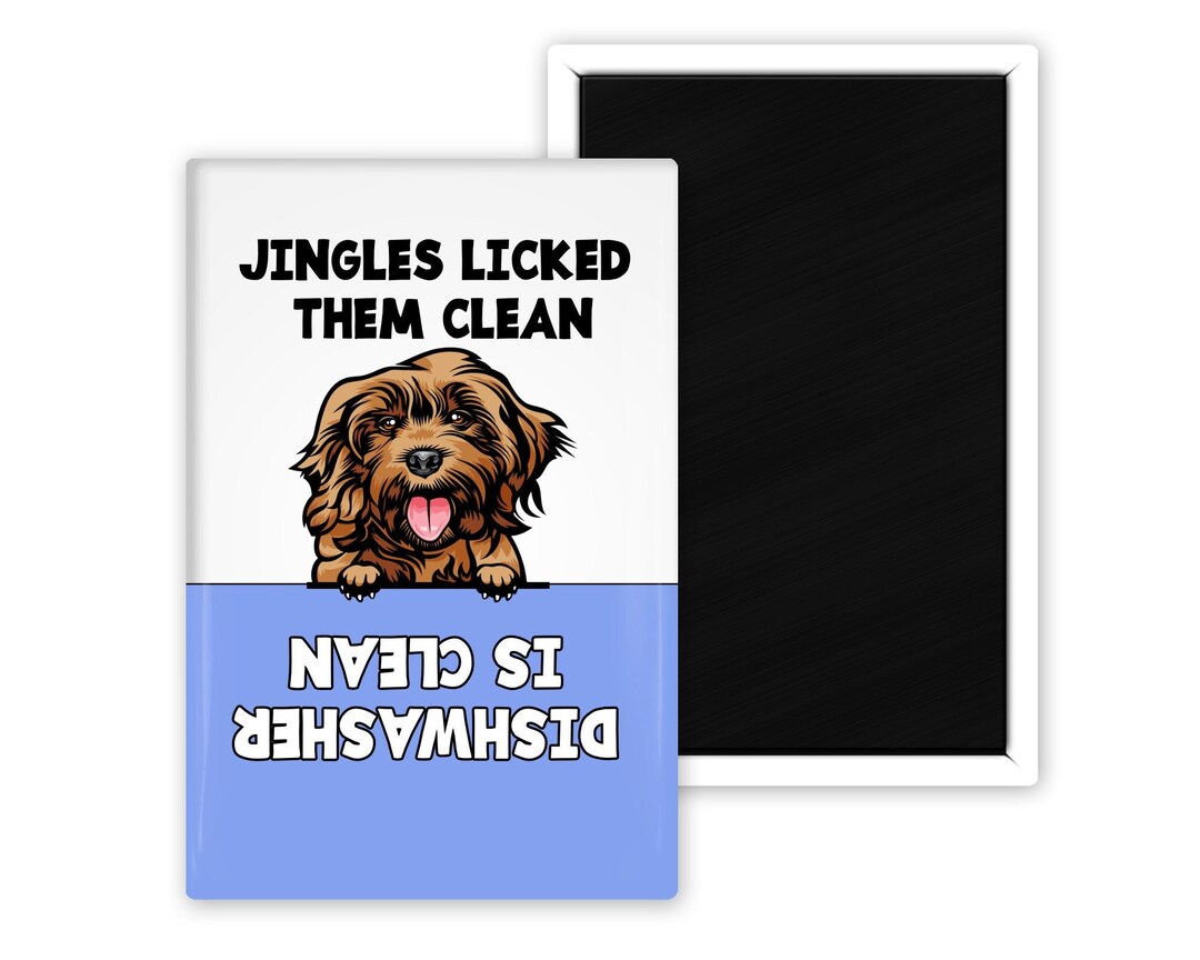 Peeking Cockapoo Personalized Dog Licked Them Clean Dishwasher Magnet ...