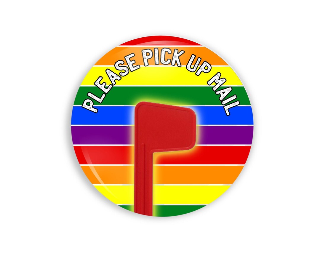 2.25" Red Flag With Rainbow Background Please Pick up Mail Mailbox ...