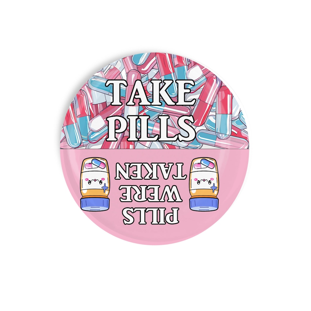 3.5" Kawaii Pink and Blue Themed Pill Bottles 3.5" Medication Reminder ...