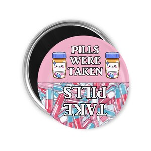 3.5" Kawaii Pink and Blue Themed Pill Bottles 3.5" Medication Reminder ...
