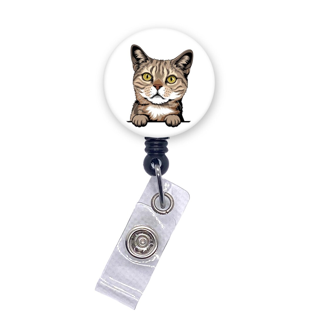 Tabby Cat Badge Reel: Funny Cat ID Holder - Vet Tech Accessory - Etsy