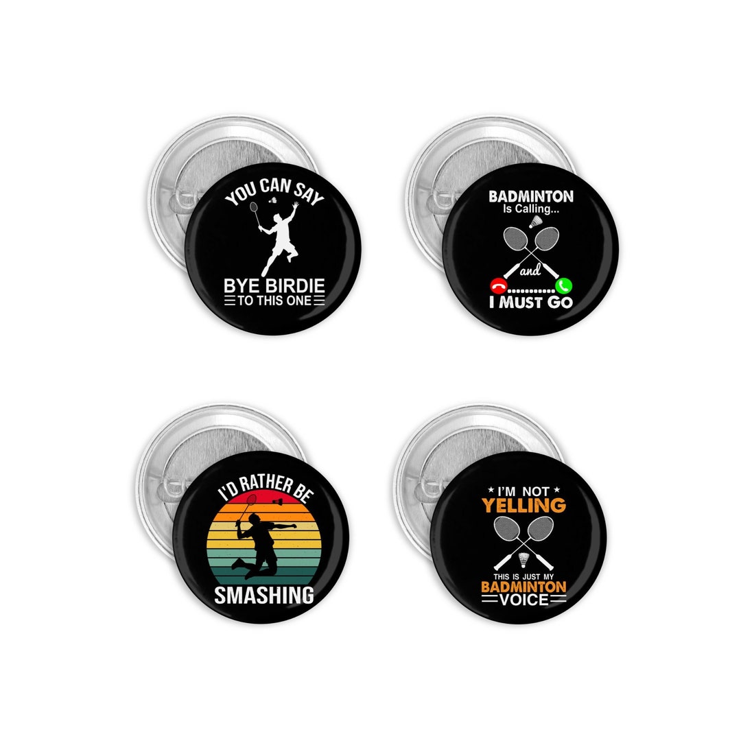 Set of 4 Funny Badminton Pins Perfect for Badminton Lovers and Athletes ...